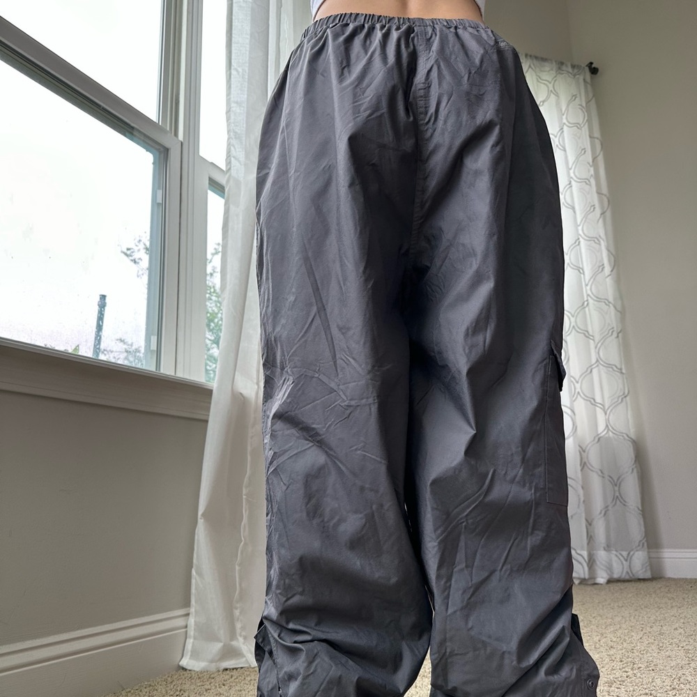 Gray Parachute Baggy Pants - Gem